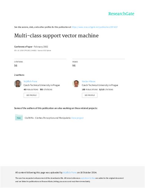 Pdf A Multi Class Support Vector Machine