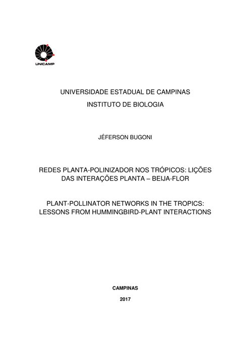 Pdf Plant Pollinator Networks In The Tropics Lessons From