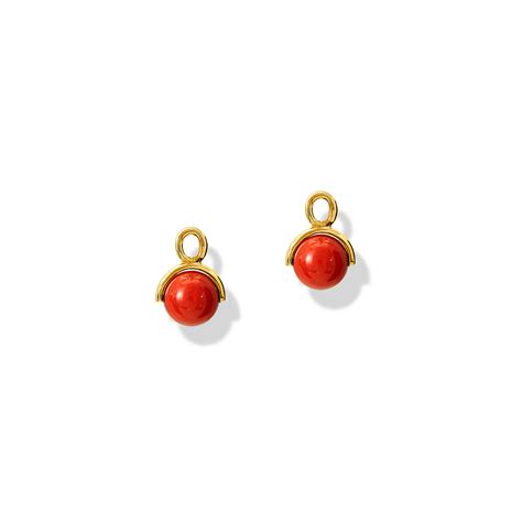 Stirrup Earrings Drops Yellow Gold Coral Cassandra Goad