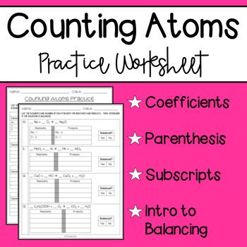 Counting Atoms Practice Worksheet By Charesse Clark TPT