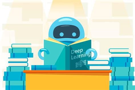 Premium Vector Robot Or Bot Reading Deep Learning Exercise Book
