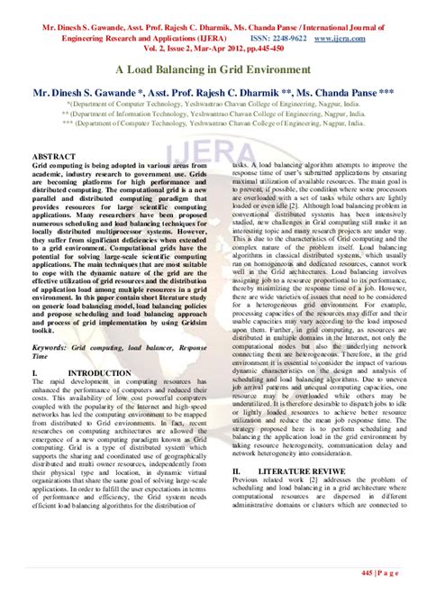 Pdf A Load Balancing In Grid Environment