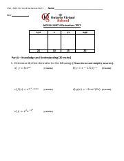 MCV 4U Derivatives Test Calculations Applications Course Hero