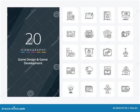 20 Game Design And Game Development Outline Icon For Presentation Stock Vector Illustration Of