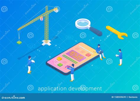 App Development Ui Ux Design Isometric Flat Vector Illustration People