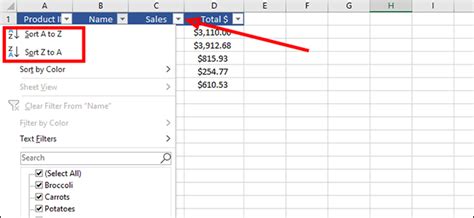 How To Make Sortable Headings In Excel