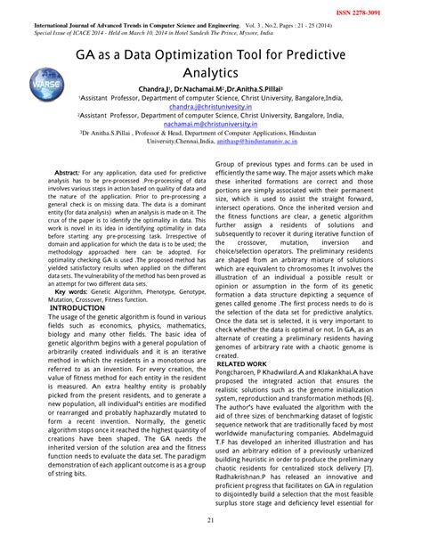 Pdf Ga As A Data Optimization Tool For Predictive Analytics