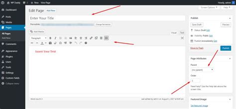how to add edit delete and publish pages in wordpress