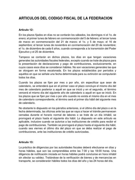 Articulos Del Codigo Fiscal De La Federacion Descargar Gratis Pdf