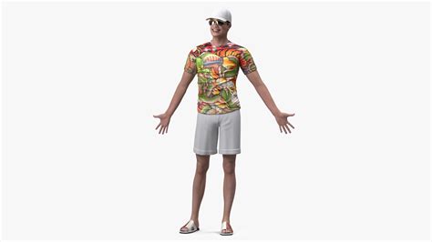 아시아 남자 여름 복장 웃는 포즈 3d 모델 159 3ds Blend C4d Fbx Max Ma Lxo Obj Gltf Upk