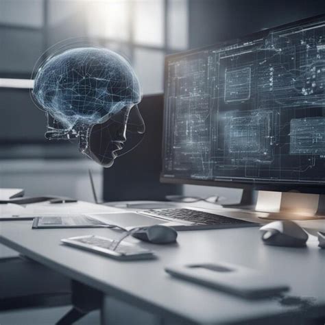 premium ai image coding and generated with ai computer screen with a brain on it hacking and