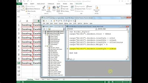 How To Apply Border Styles In Excel Vba In Hindi Youtube