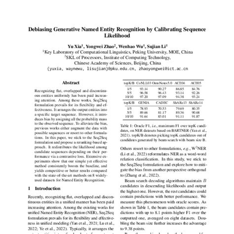 Debiasing Generative Named Entity Recognition By Calibrating Sequence Likelihood Acl Anthology
