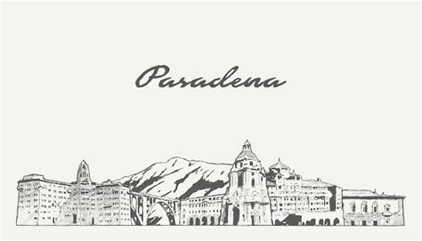 Premium Vector Pasadena Skyline California Usa Hand Drawn Vector