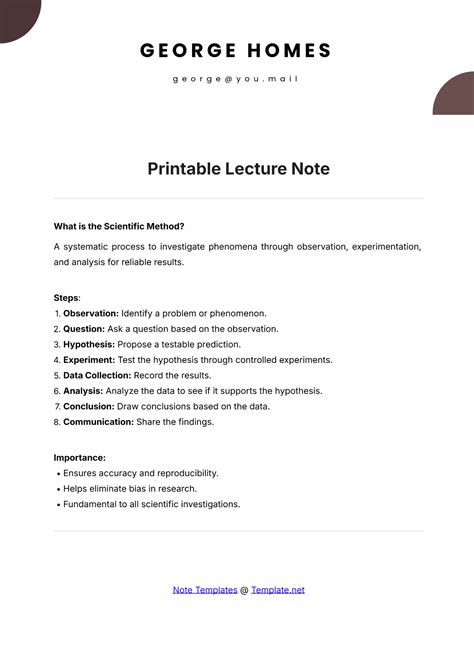 Free Class Notes Templates Editable And Printable