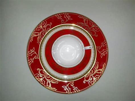 ЧЕРВЕН СЕРВИЗ ЗА ХРАНЕНЕ ОТ ВИСОКОКАЧЕСТВЕН КОСТЕН ПОРЦЕЛАН ИЗПОЛЗВАЕМ В СЪДОМИЯЛНА МАШИНА