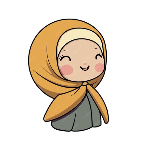 Premium Vector Cute Hijab Girl For Sticker Vector Illustration