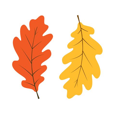Clipart Illustration Of Oak Leaves Hand Drawn Vector In Warm Colours