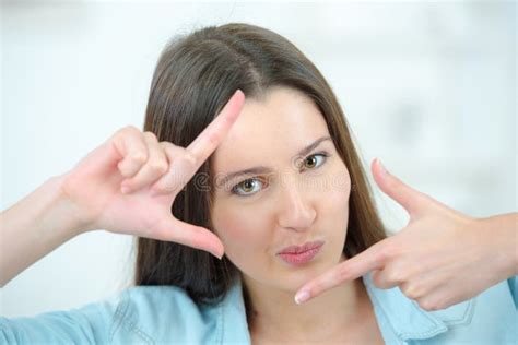 Girl Making Square With Hands Stock Image Image Of Brunette Dislike