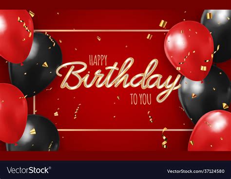 Happy Birthday In Red Background Vector Template Happy Birthday Text