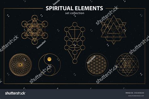 Spiritual Geometry Symbols Metatron Tree Life vector de stock libre de regalías 2562808269