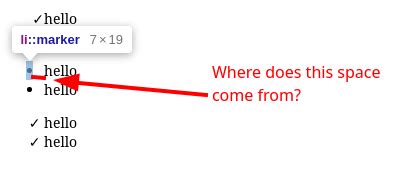 Html How Can I Use A Custom Marker For A List And Preserve The Horizontal Spacing Of The