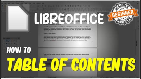 Libreoffice How To Create Table Of Contents Youtube