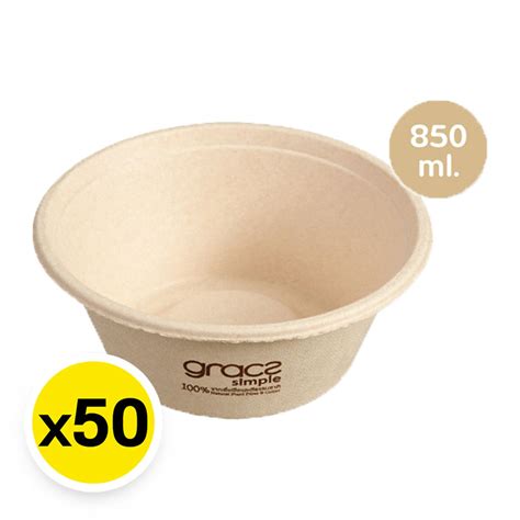 เกรซซิมเปิล ชามชานอ้อย 850 มล X 50 ถ้วย Makro Pro