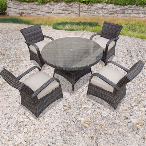 Furniture One 4 Seater Brown Rattan Garden Dining Set Wilko
