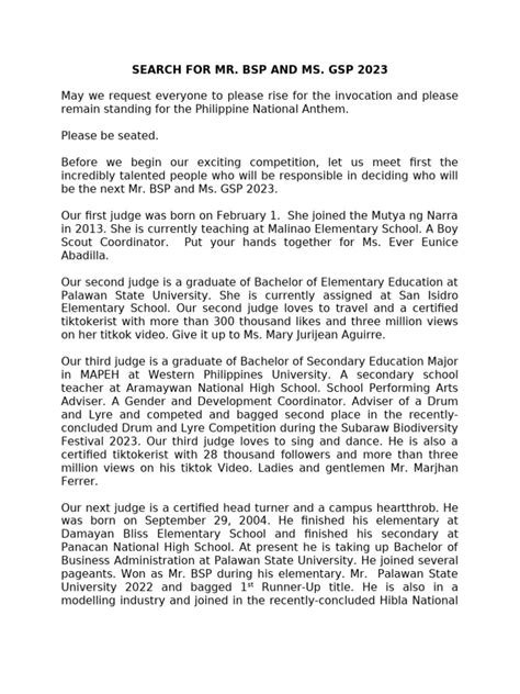 Search For Mr Bsp And Ms Gsp For Voice Over Pdf