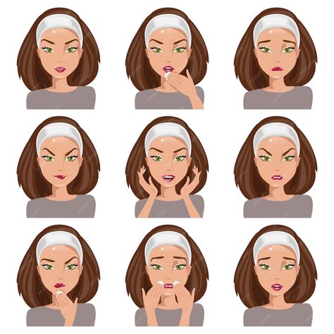 감정 벡터 일러스트 레이 션의 컬렉션 프리미엄 벡터