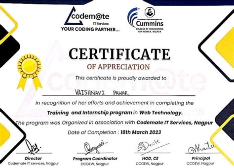 Vaishnavi Pawar On Linkedin Internship