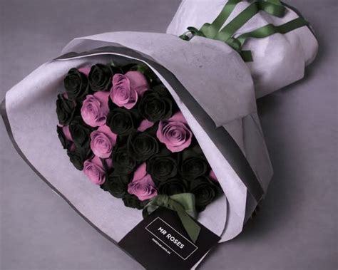 Black And Purple Rose Bouquet Mr Roses