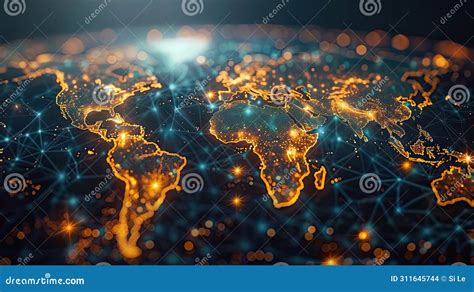 Mapping The Global Network A Strategic View Of The World Economy Stock Illustration