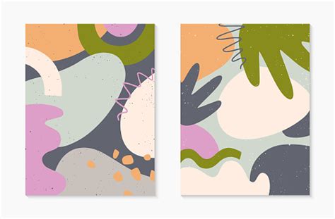 다양한 모양과 낙서가 있는 추상적인 현대 벡터 일러스트레이션 세트 0명에 대한 스톡 벡터 아트 및 기타 이미지 0명 개념 그래픽 프린트 Istock