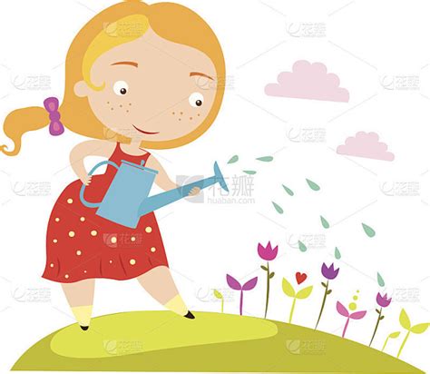 女孩浇花