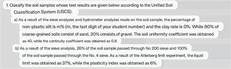 Solved Classify The Soil Samples Whose Test Results Are Chegg