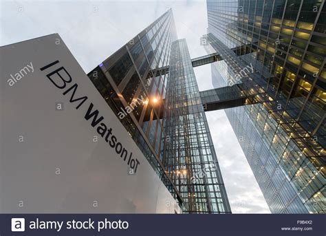 Munich Germany 15th Dec 2015 The Lettering IBM Watson IoT Seen On A Glass Panel At The