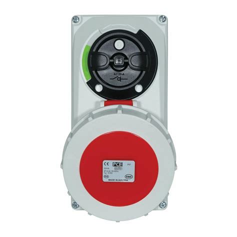 Pce 32a 415v 3p N E Ip67 Switched Interlock Socket 61252 6