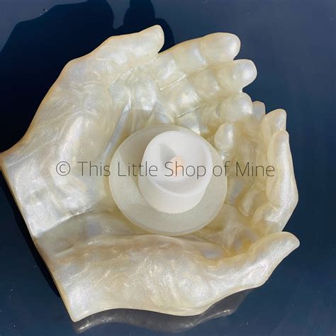 Gracious Hands Large Cupped Hand Model Statue Ornament Candle Tealight