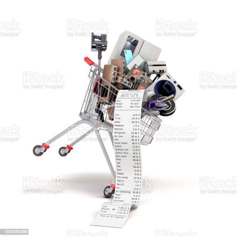 쇼핑 카트 인터넷 상거래 또는 온라인 쇼핑 개념 3d 렌더링에 가전 제품 소용돌이에 렌더링 3차원 형태에 대한 스톡 사진 및 기타 이미지 3차원 형태 냉장고 쇼핑