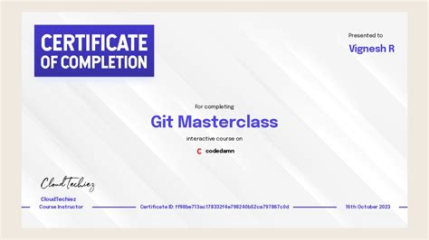 Vignesh Rs Certification For Git Masterclass Codedamn