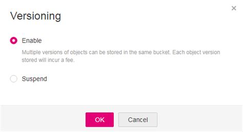 configuring versioning — object storage service user guide