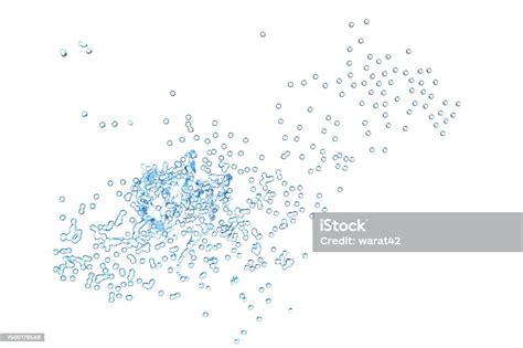 3d 맑고 푸른 물이 흩어져 있고 물이 튀고 흰색 배경에 격리되어 있습니다 3d 렌더링 일러스트레이션 3차원 형태에 대한 스톡 사진 및 기타 이미지 Istock