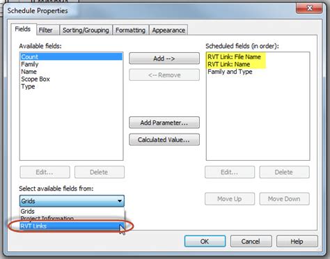 Revit Oped Schedule Linked Files Revit Forum
