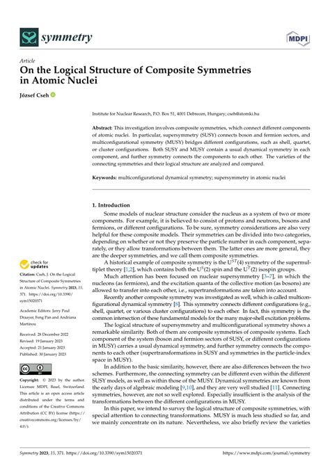 Pdf On The Logical Structure Of Composite Symmetries In Atomic Nuclei