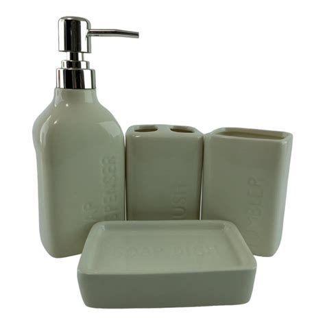 Набір аксесуарів для ванної кімнати Молочний 35076 фото відгуки характеристики в інтернет