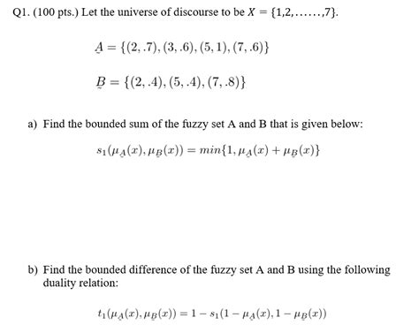 solved q1 100 pts let the universe of discourse to be