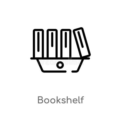 Outline Bookshelf Vector Icon Isolated Black Simple Line Element