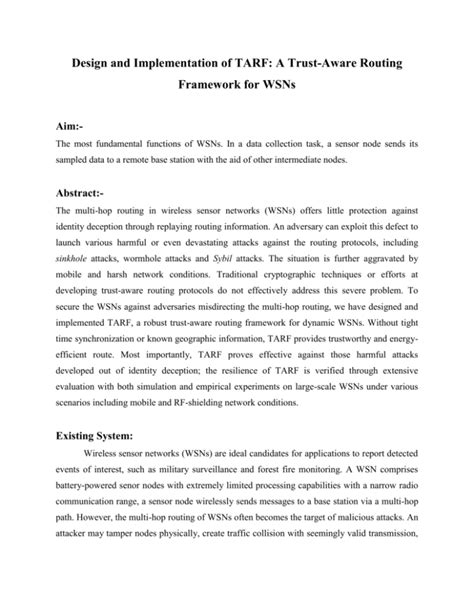 Design And Implementation Of Tarf A Trust